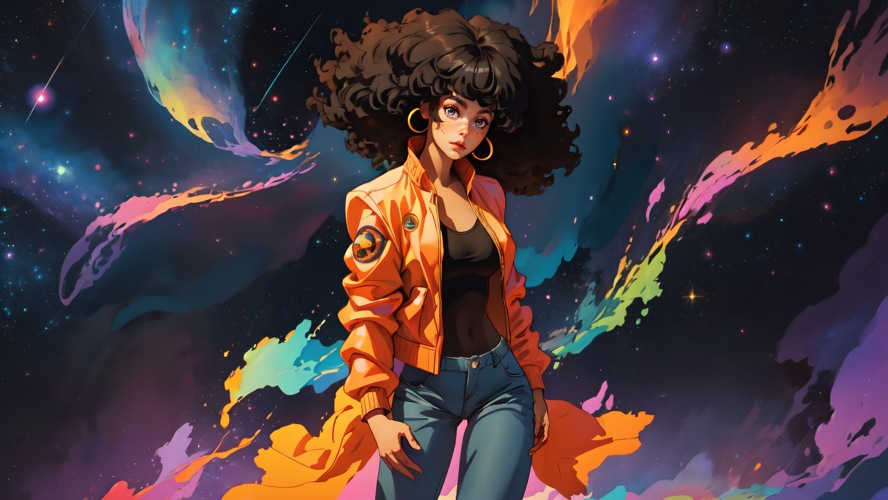 Dancing Young Girl in a Colorful Galaxy Wallpaper - Wallhalla