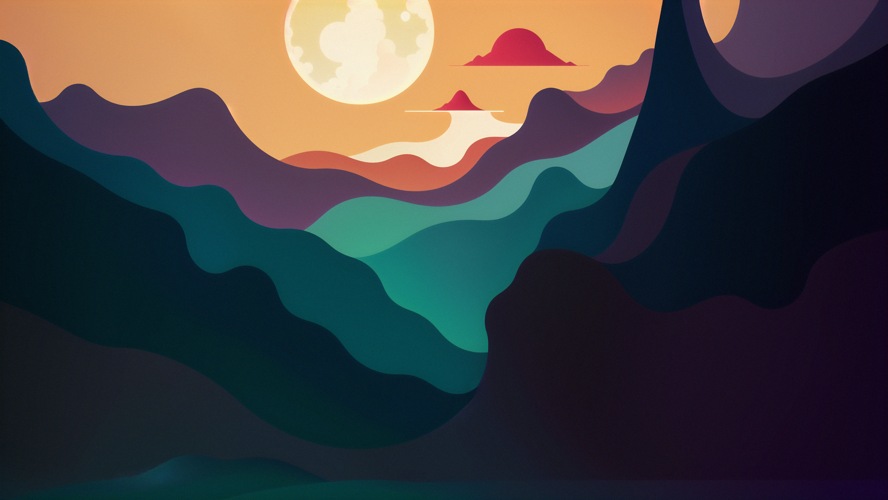 Minimalistic Landscape Sunset - Vector Art Wallpaper - Wallhalla